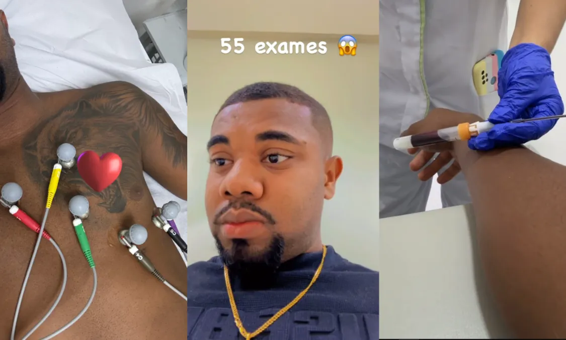 Ex-BBB Davi Brito é sedado para exame invasivo: 'Bicho pegando fogo'