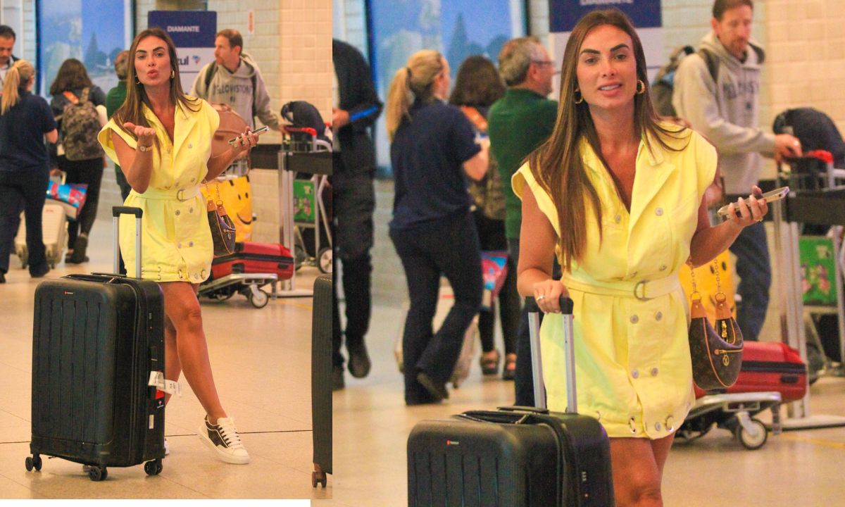 Nicole Bahls posa com bolsa de R$14 mil em aeroporto; FOTOS
