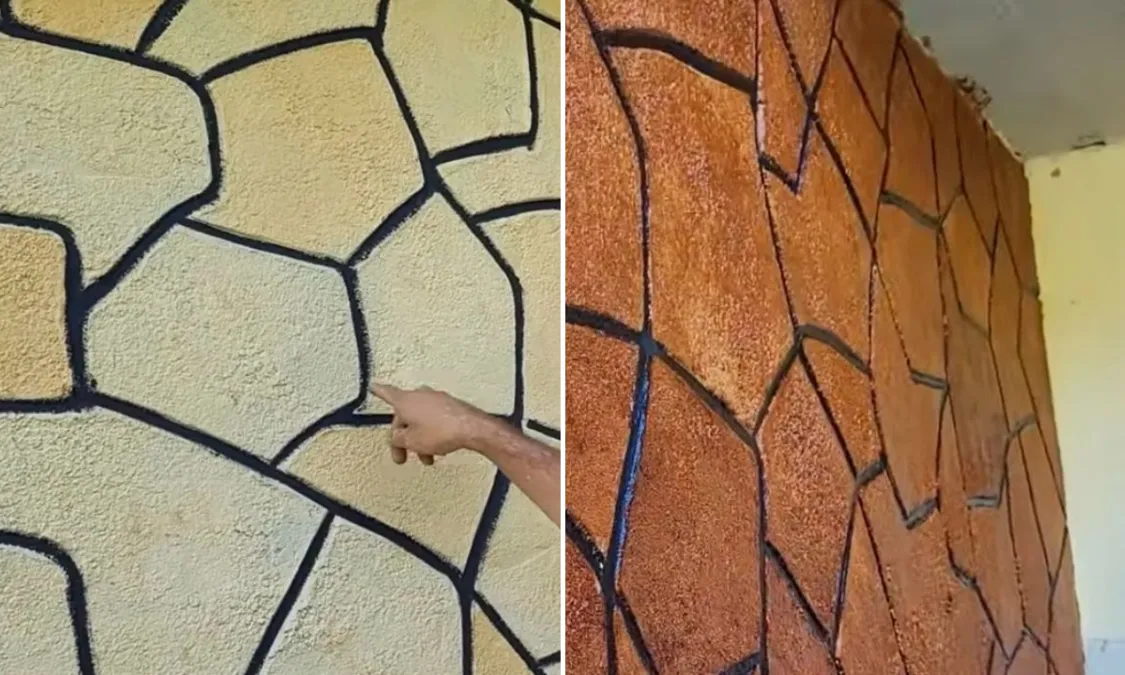 Efeito pedra com argamassa: pedreiro ensina técnica incrível com R$ 50