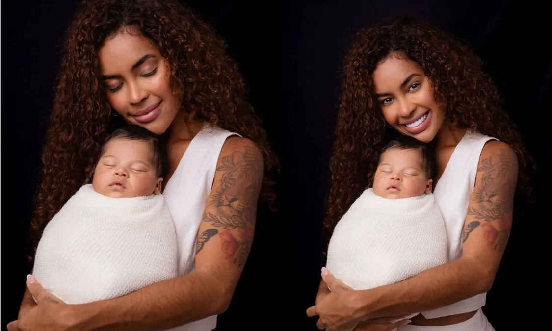 Sthe Matos posta fotos com bebê e confunde a web: 'Quem é o pai?'