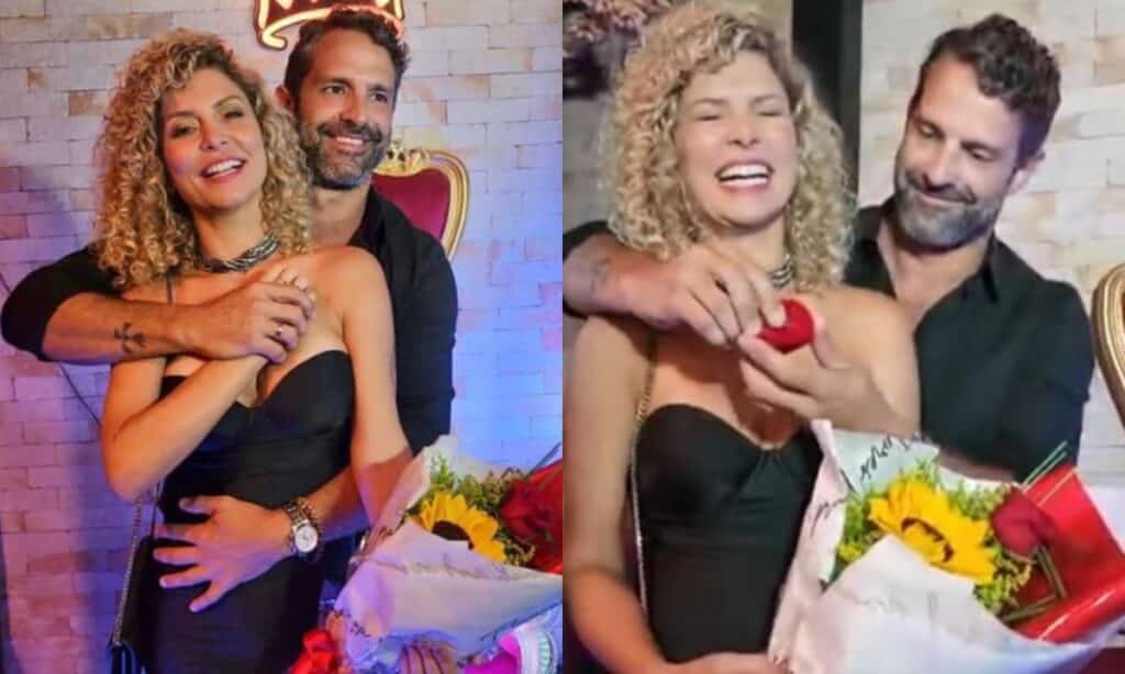 Bárbara Borges é surpreendida com pedido de namoro de Iran Malfitano: 'Feliz'